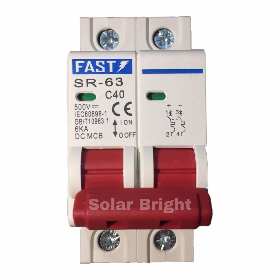 FAST Solar PV Power DC Miniature Circuit Breaker 40A 2 Pole | Shopee ...