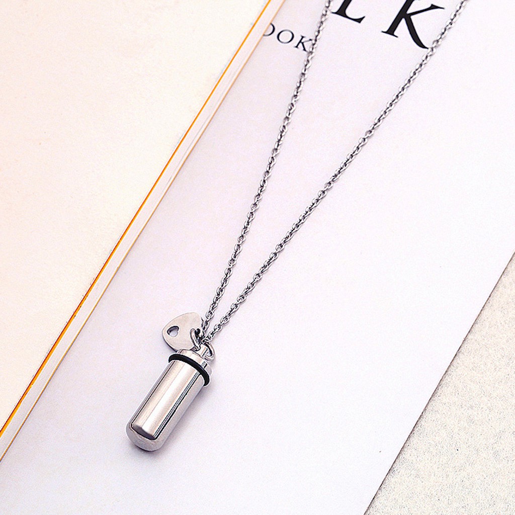 Stainless Steel Capsule Heart Pendant Necklace Urn Keepsake Memorial ...
