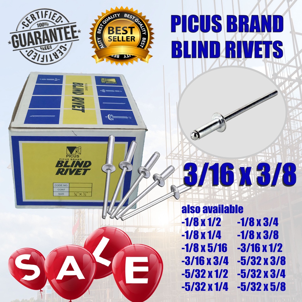 Picus Brand Blind Rivets3/16 x 3/8 (per box) | Shopee Philippines