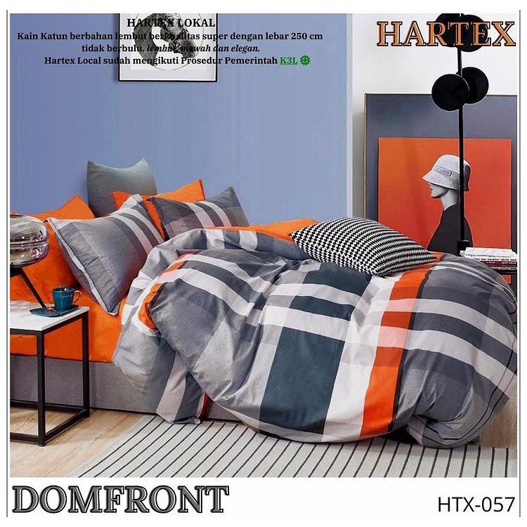 KATUN LOKAL Domfort's box motif CVC Hartex local cotton bed sheet ...