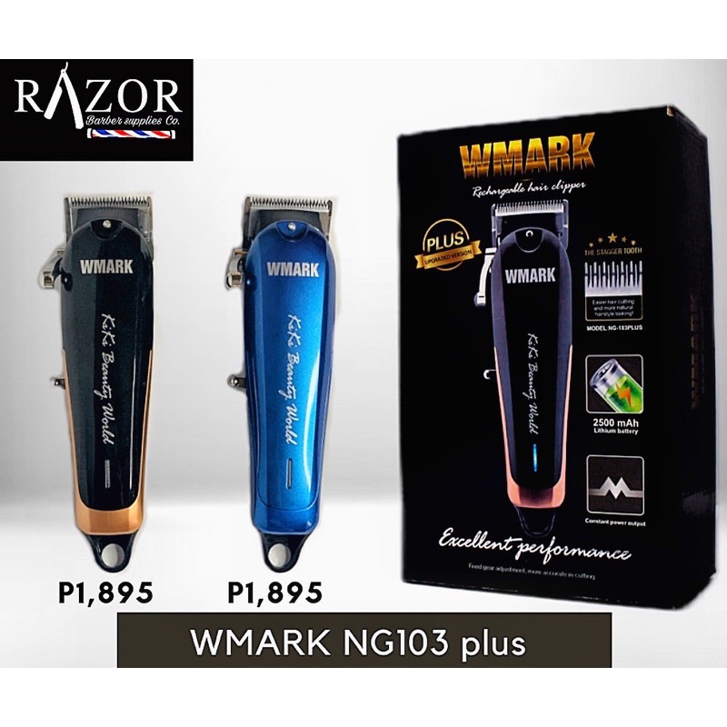 WMARK NG 103 Plus Professional Hair Clipper Stagger Tooth Black & Blue ...