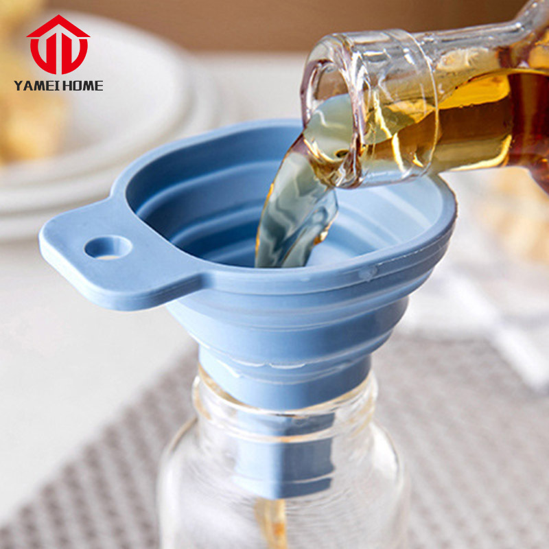 Foldable silicone mini kitchen funnel Mini collapsible funnel Mini food ...