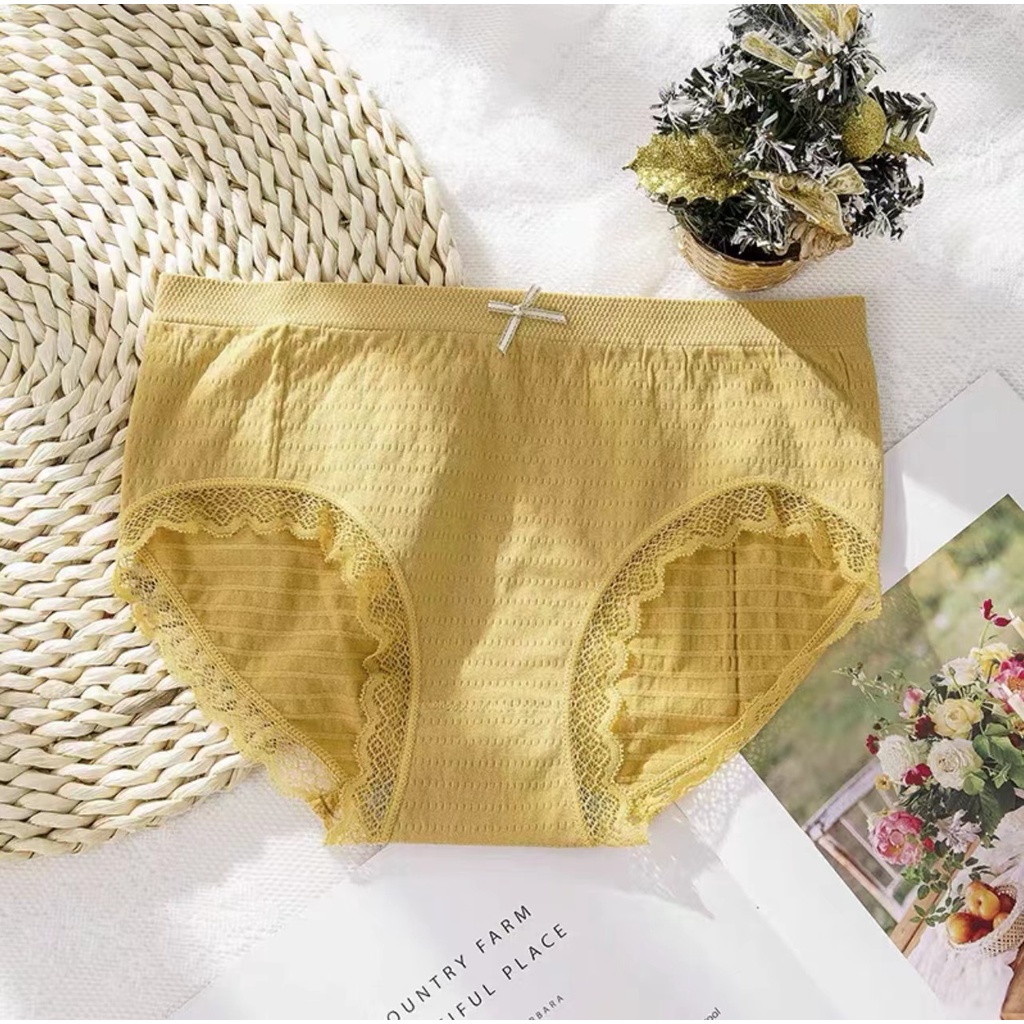 SF Plus Size Seamless Cherish Panty Antibacterial Panties Cheries Panty Bubble Mid-wais panties ...