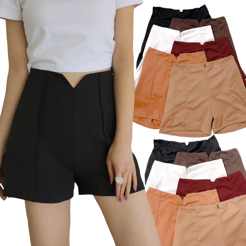 JK HazeShop Bestseller RTW Dazy Solid V-cut Waist Trouser Shorts Casual ...