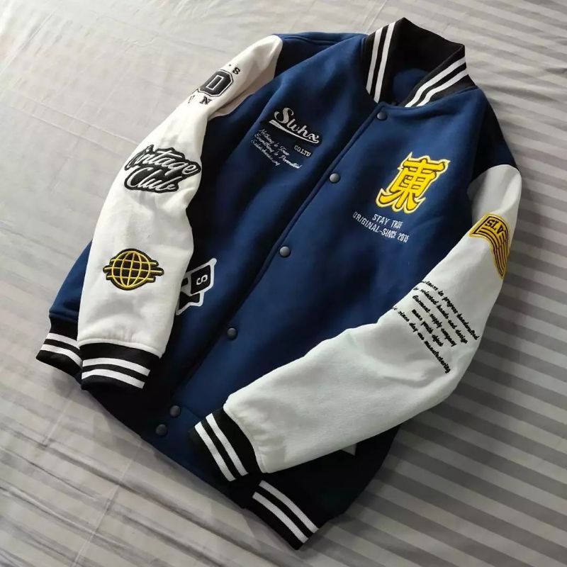 Varsity JACKET - VARSITY JACKET - BASEBALL JACKET - VARSITY KANJI NAVY ...