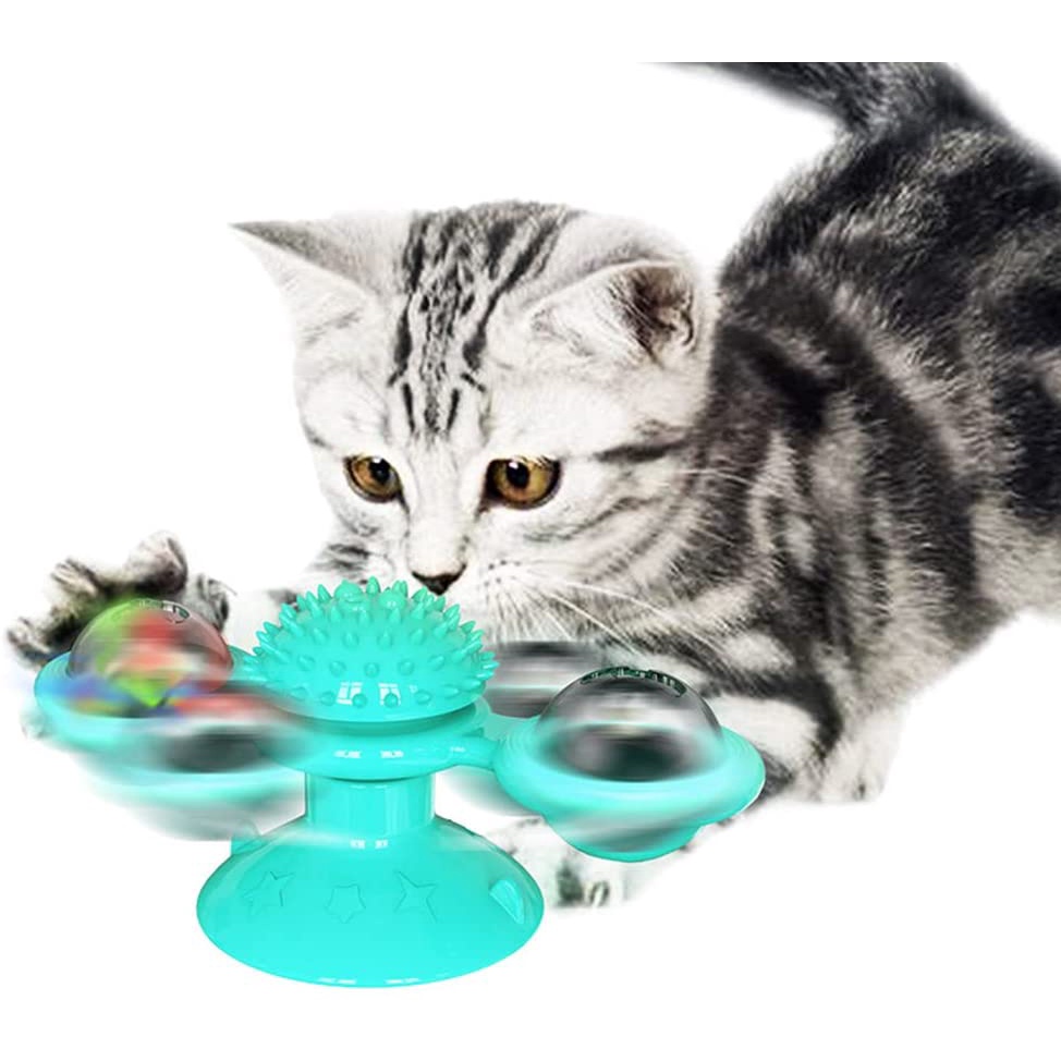 Spinning Cat Toy with 2 Catnip Glow Ball Cat Toys for Indoor Cats Funny ...