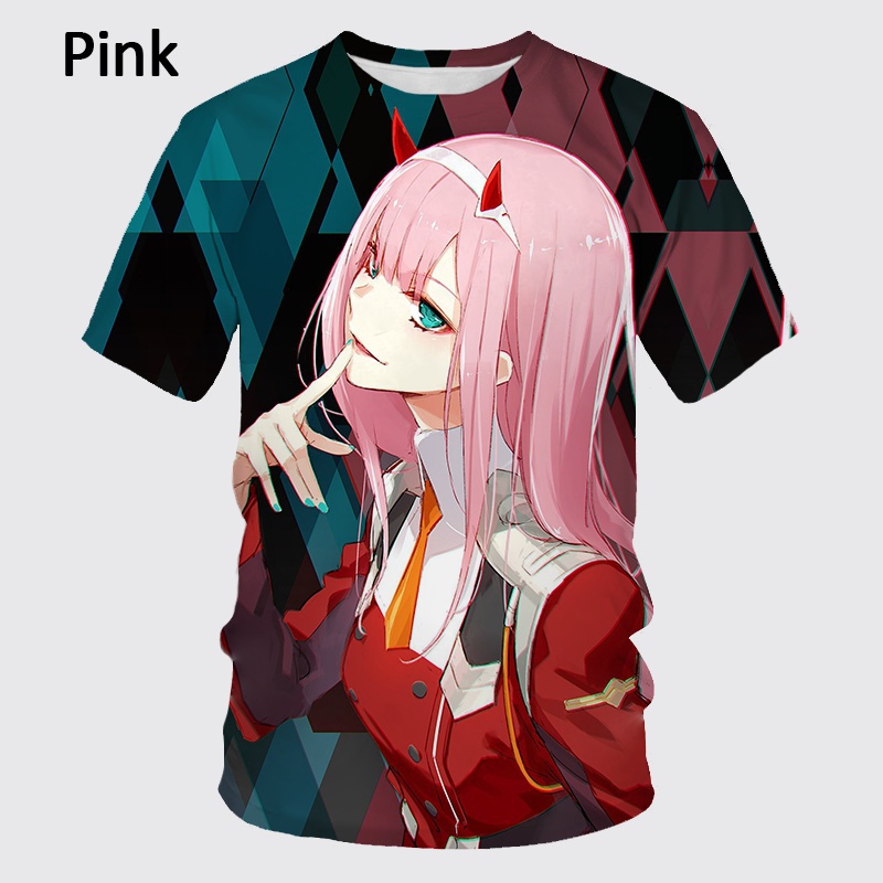 New Anime Zero Two Darling Franxx Kawaii Tees 3d Printed Girls T Shirt