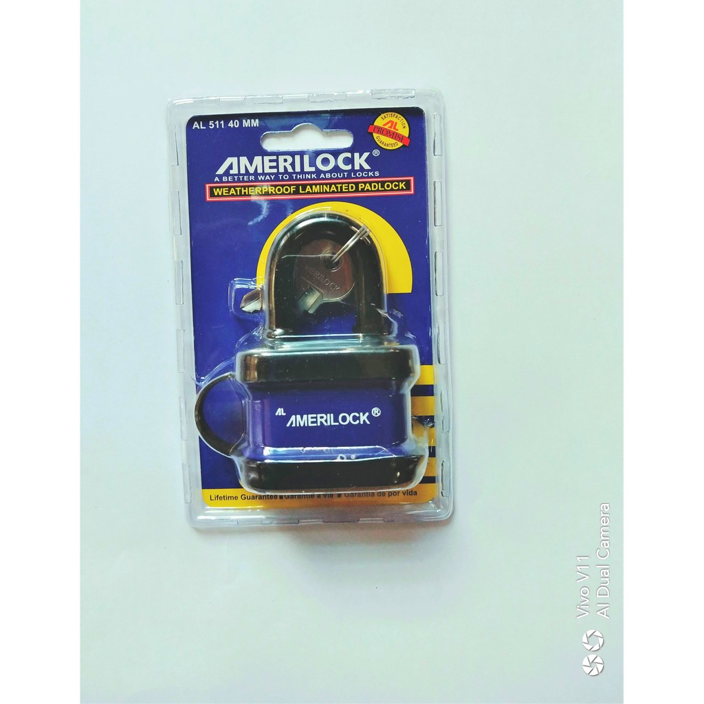 Amerilock Weatherproof Laminated Padlock 40mm Short Shackle | Shopee ...