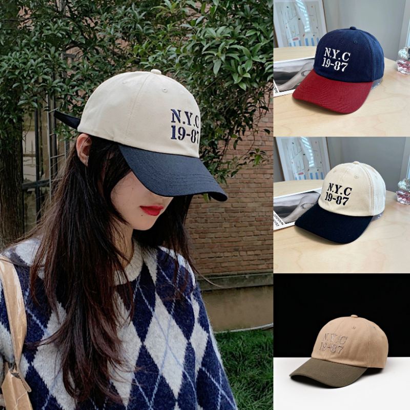 NYC 1987 Combination Korean Baseball Cap Unisex For Men And Women ...