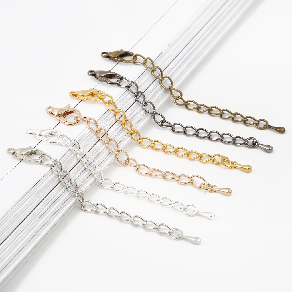10pcs 55mm Tone Extended Extension Tail Chain Lobster Clasps Connector ...