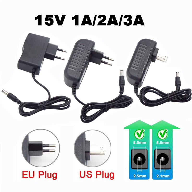 Universal Power Supply AC 110V 220V to DC 15V 1A 2A 3Amp Charger ...