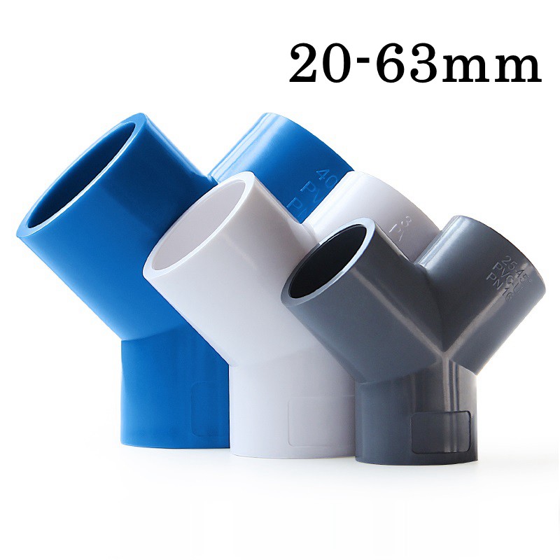 1pc 20-63mm PVC Three Way Connecor Fish Tank Water Pipe Bifurcation Pipe Fittings PVC Y-Type ...
