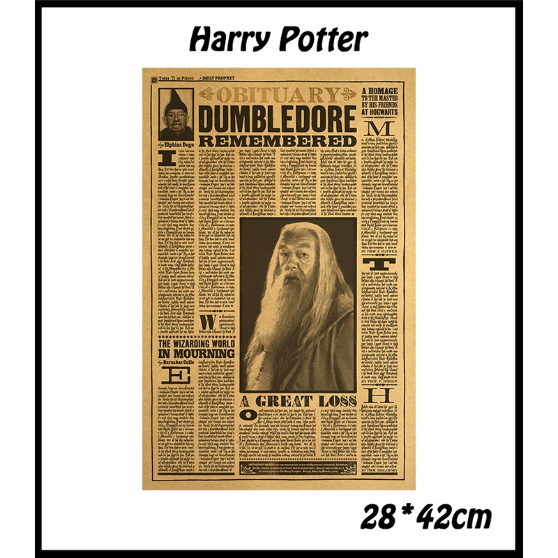 Harry Potter "Dumbledore remembered" poster Kraft Paper Wallpaper wall ...
