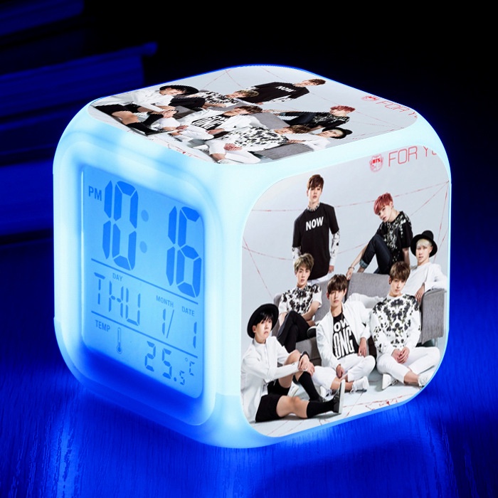 Kpop BTS Bangtan Boys Butter 7 Color Changing Night Light Alarm Clock ...