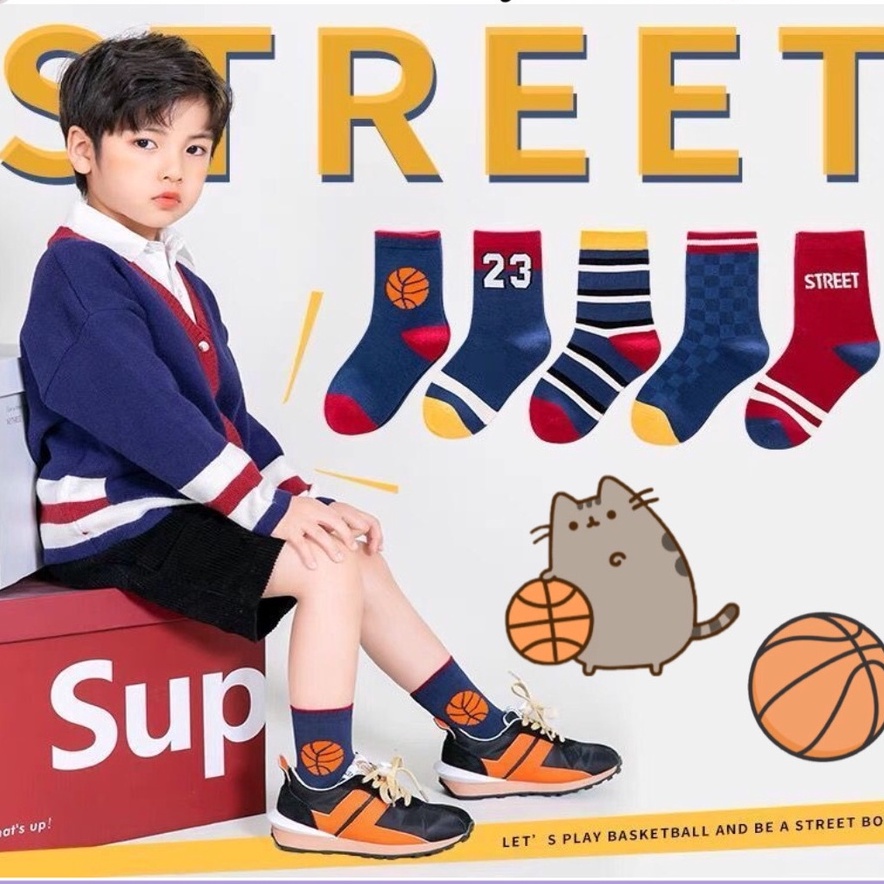 1Set5 Pairs Kids Socks Cute Cartoon Socks Boy Girl Stokin Stoking ...