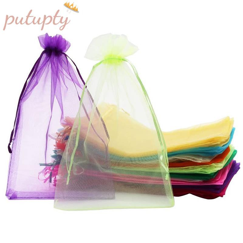 100Pcs Large Organza Bags, 20X30 cm Mesh Gift Bags Drawstring Jewelry ...