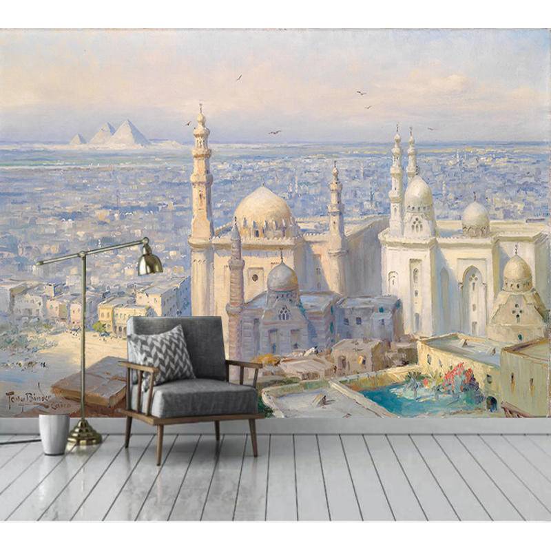 custom room living mural shop cafe wall oil wallpaper landscape bedroom ...