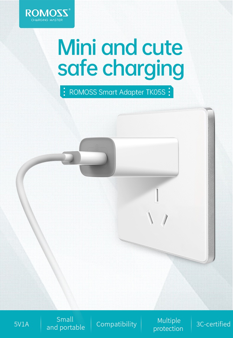 Romoss TK05S Mobile Travel Charger USB Power Adapter Compact and ...