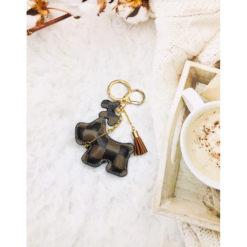 LV Dog keychain louis vuitton korea style chekered leather chain ...