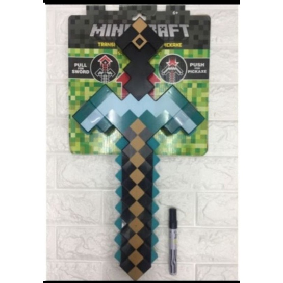 shop : MINECRAFT Axe Sword Toy 2 in 1 Light Sound Costume | Shopee ...
