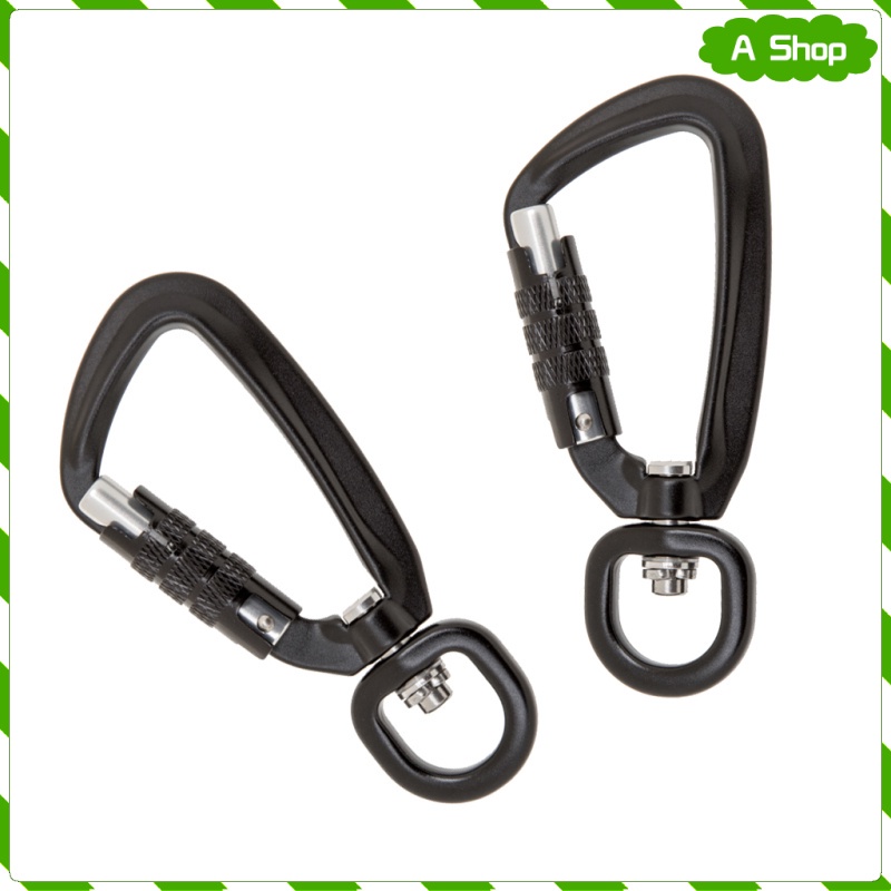 1 Pair of Heavy Duty Self Auto Locking Carabiner Clip, Swivel Rotating ...