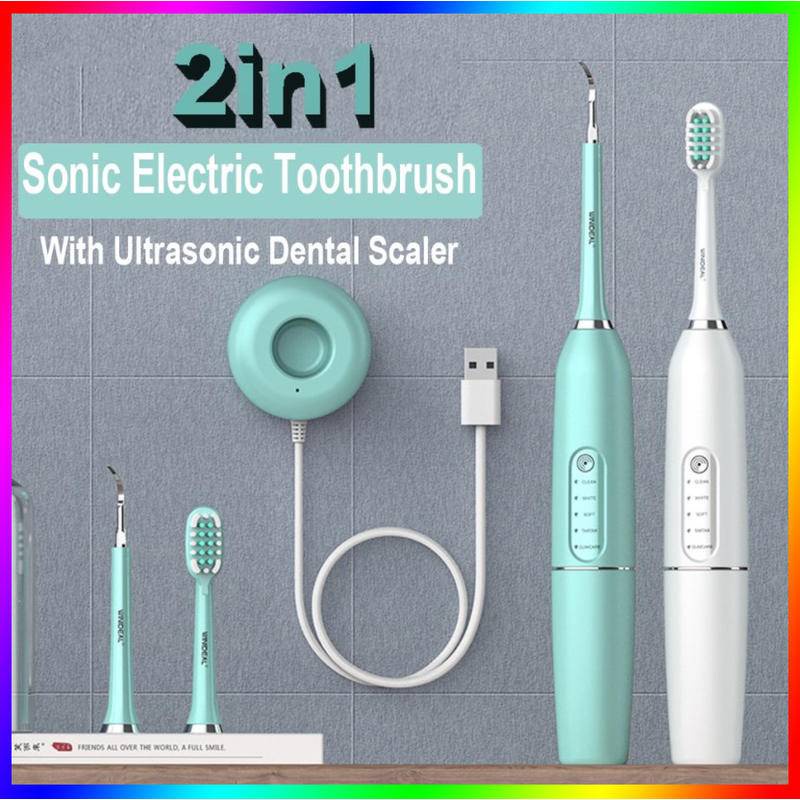 2 In 1 Tooth cleaner Electric Ultrasonic Sonic Dental Scaler USB ...