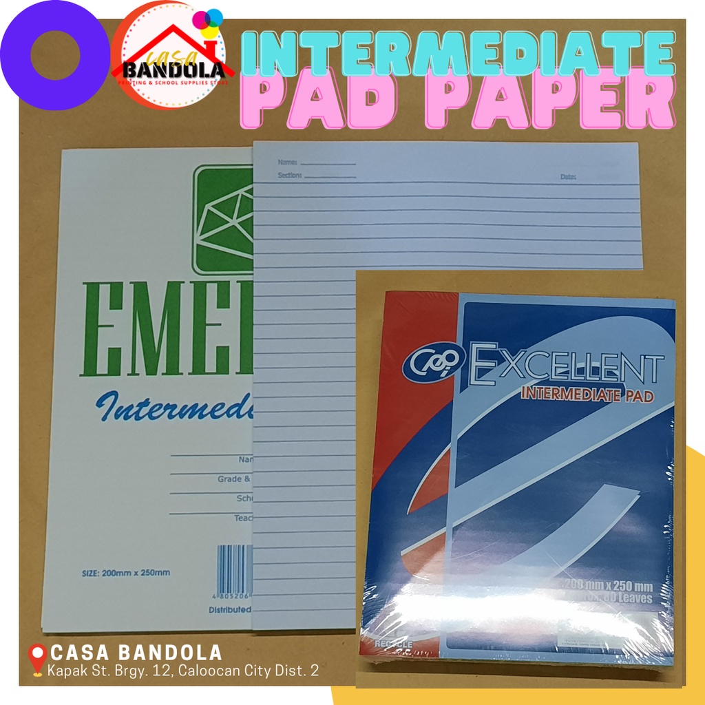 (1 pad) INTERMEDIATE PAD PAPER // APPROX. 80 LEAVES // ONE 1 WHOLE PAD ...