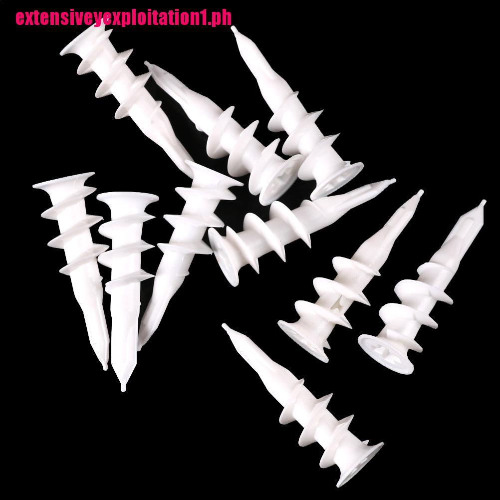 【EPPH】10 Pcs Self Drilling Wall Threaded Drywall Plastic Auger Anchors ...