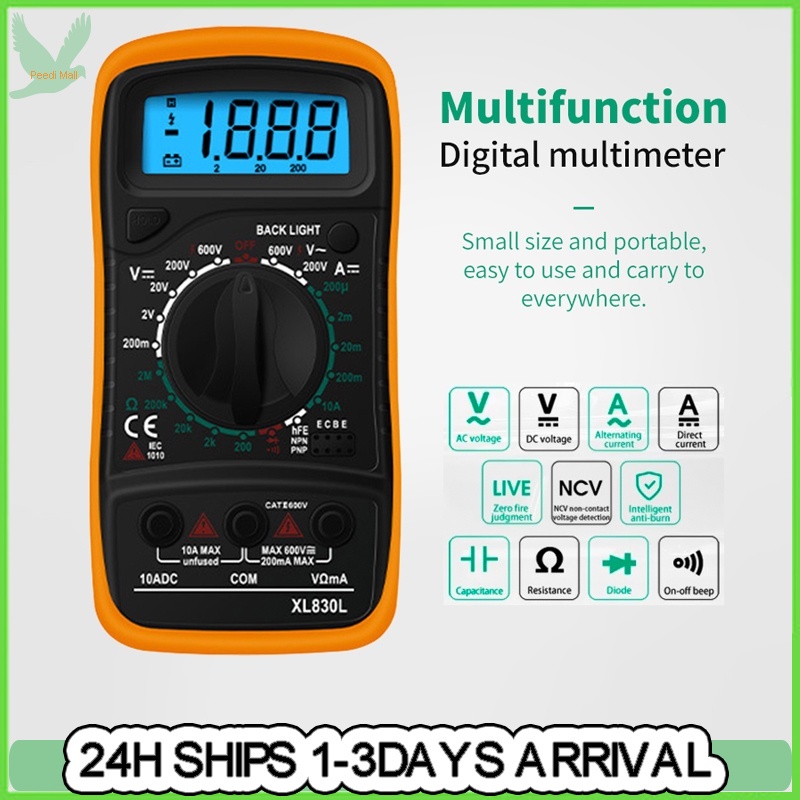 [Upgraded w/ Battery] Digital Multimeter XL830L Volt Meter Ammeter ...