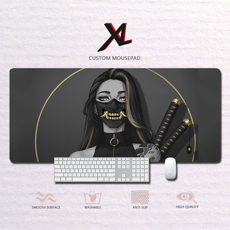 XL Custom Gaming Mouse Pad Cool girl Mouse Pad Extra Large Anti-Slip ...