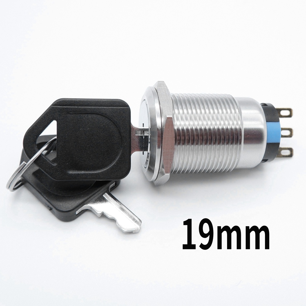 16mm 19mm 22mm Metal Rotary Key Switch ON OFF 2/3 Position Waterproof ...