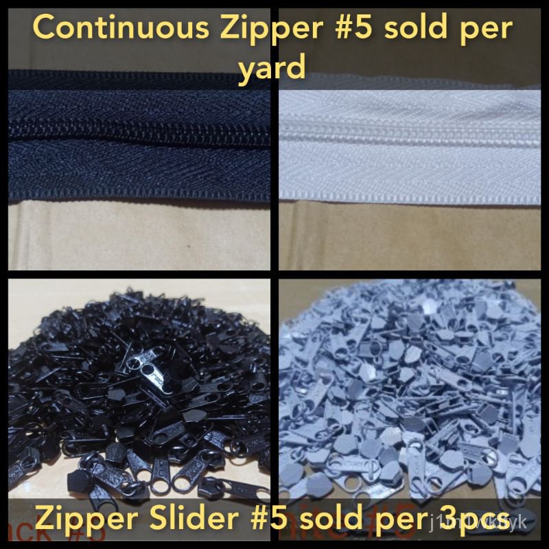 Continuous Zipper #5 ( per yard ) Zipper Slider #5 ( per 3pcs ...