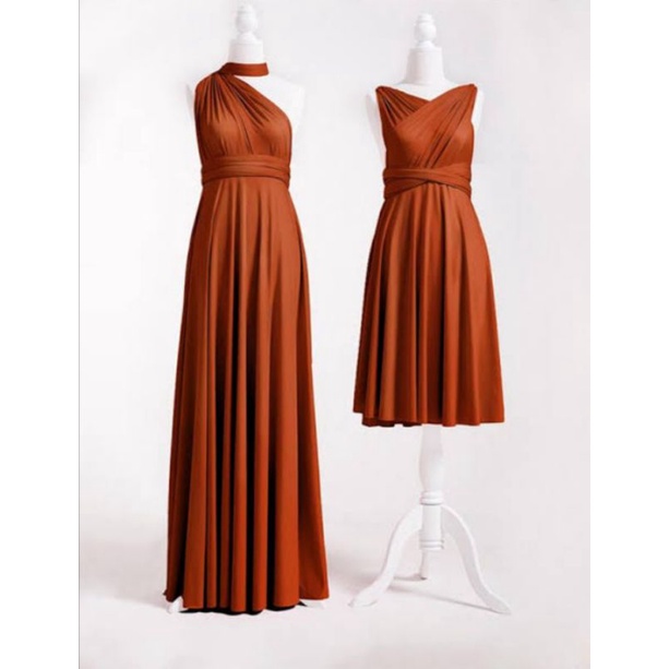 RUST ORANGE Infinity Dress with Attached Tube Kids & Adult | Shopee ...