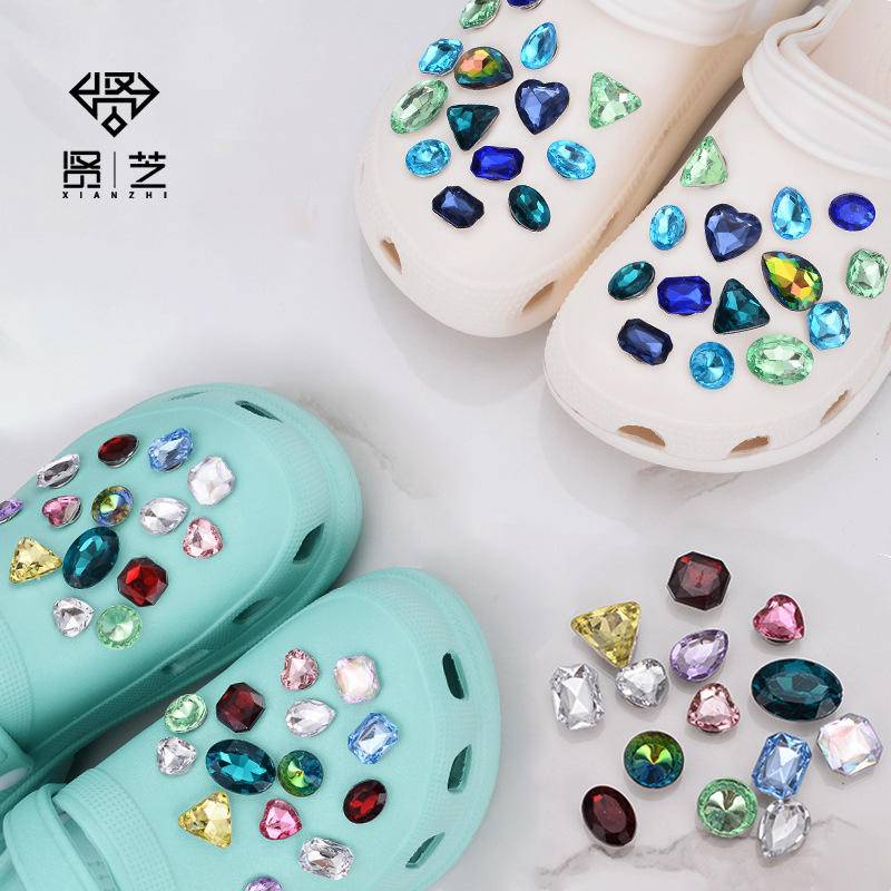crystal diamond Shoe chamrs jibz Charm Set croc Decoration | Shopee ...
