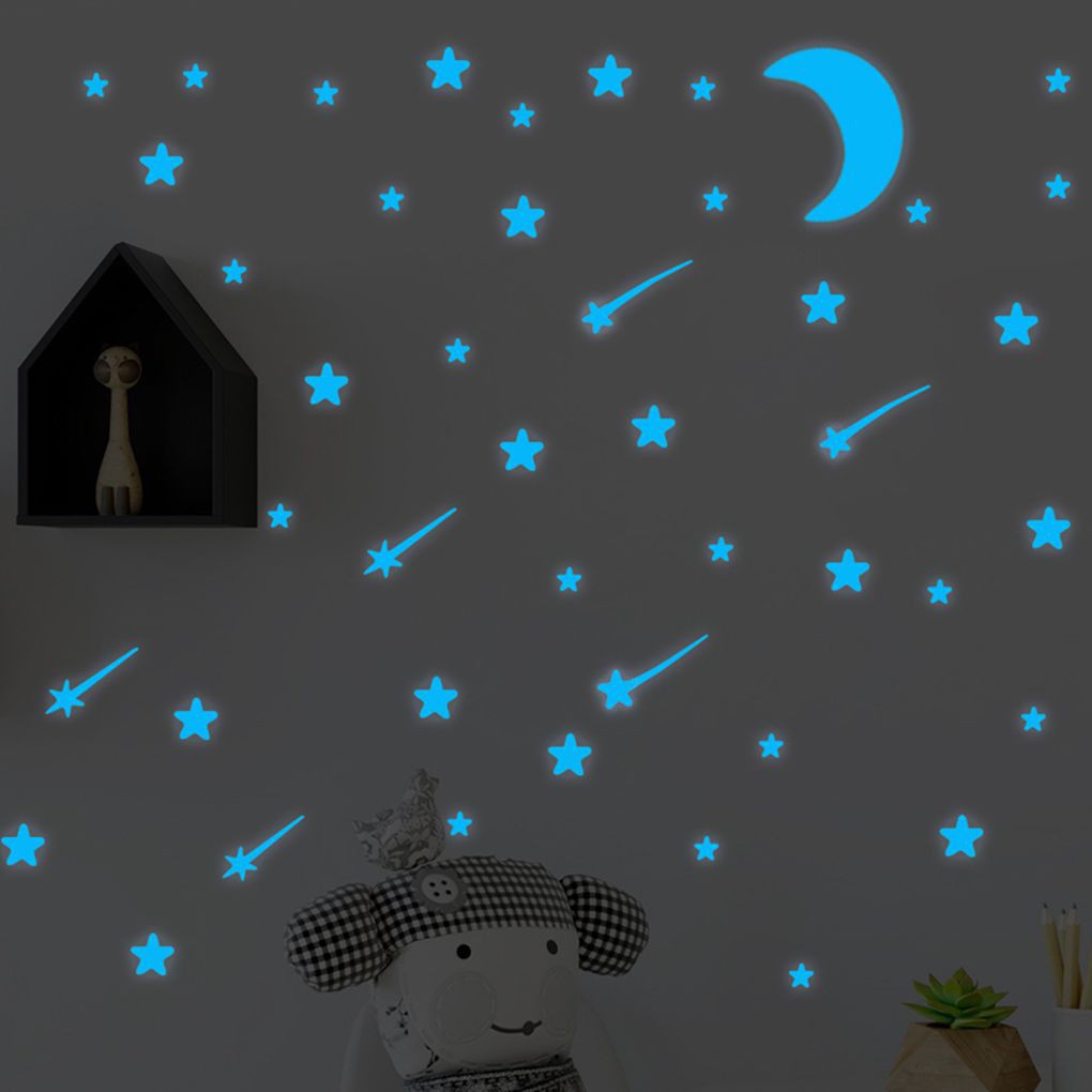 Blue Star Luminous Stickers Background Wallpaper Mural Tattoo Stickers ...