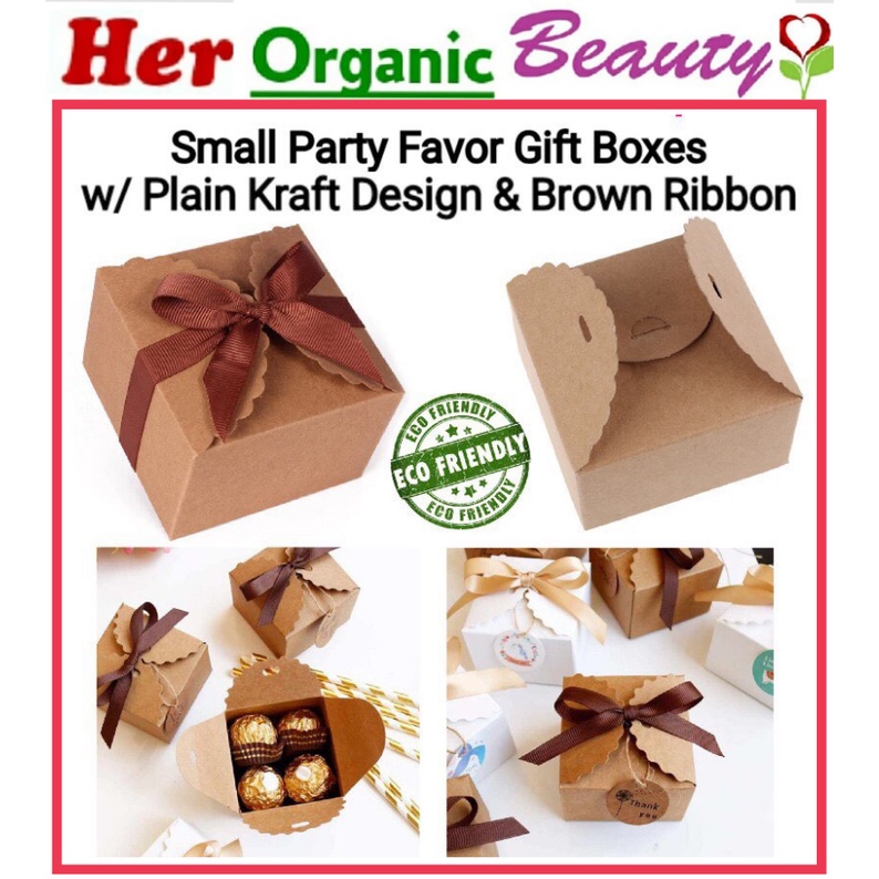 (3 Pieces) Small Party Favor Gift Boxes w/ Plain Kraft Design & Brown ...