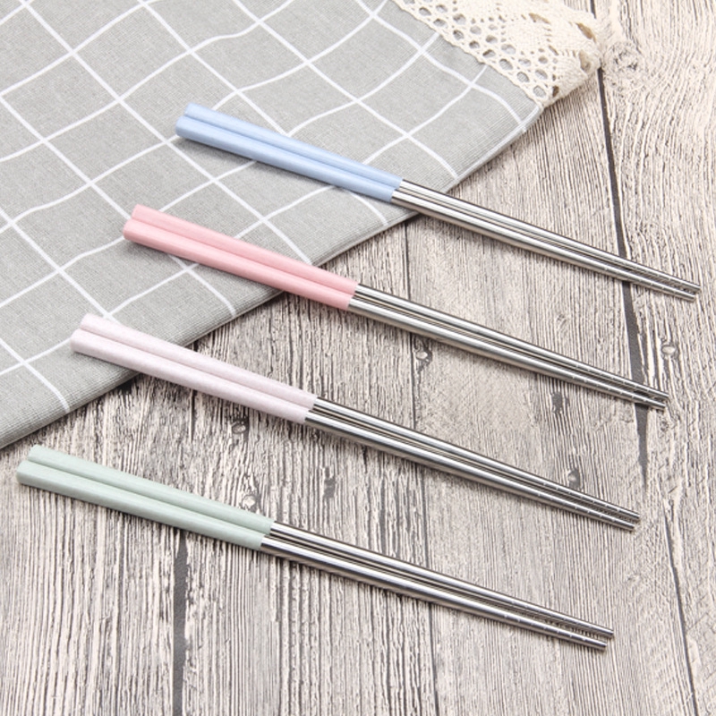304 Stainless Steel Chopsticks Wheat Straw Japanese Non-Slip A Pair ...