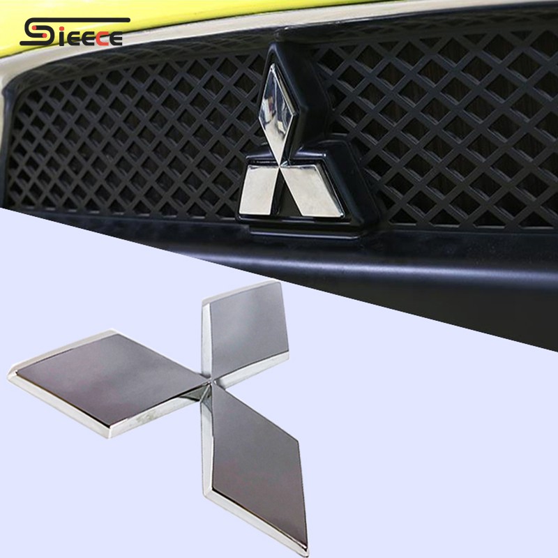 Sieece MITSUBISHI ABS Chrome Logo Car Front Rear Trunk Emblem Badge ...