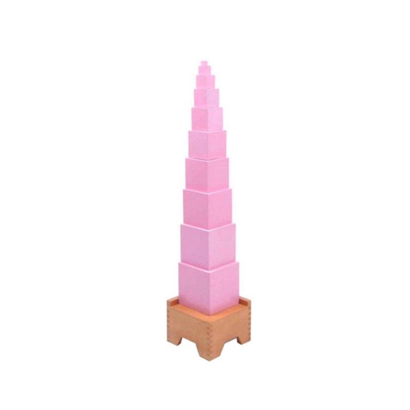 Montessori Pink Tower/ with wooden stand | Shopee Philippines