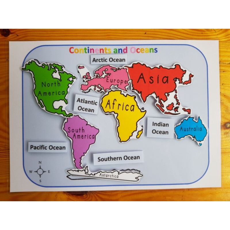7 CONTINENTS OF THE WORLD - WORLD MAP LAMINATED WITH VELCRO | Shopee ...