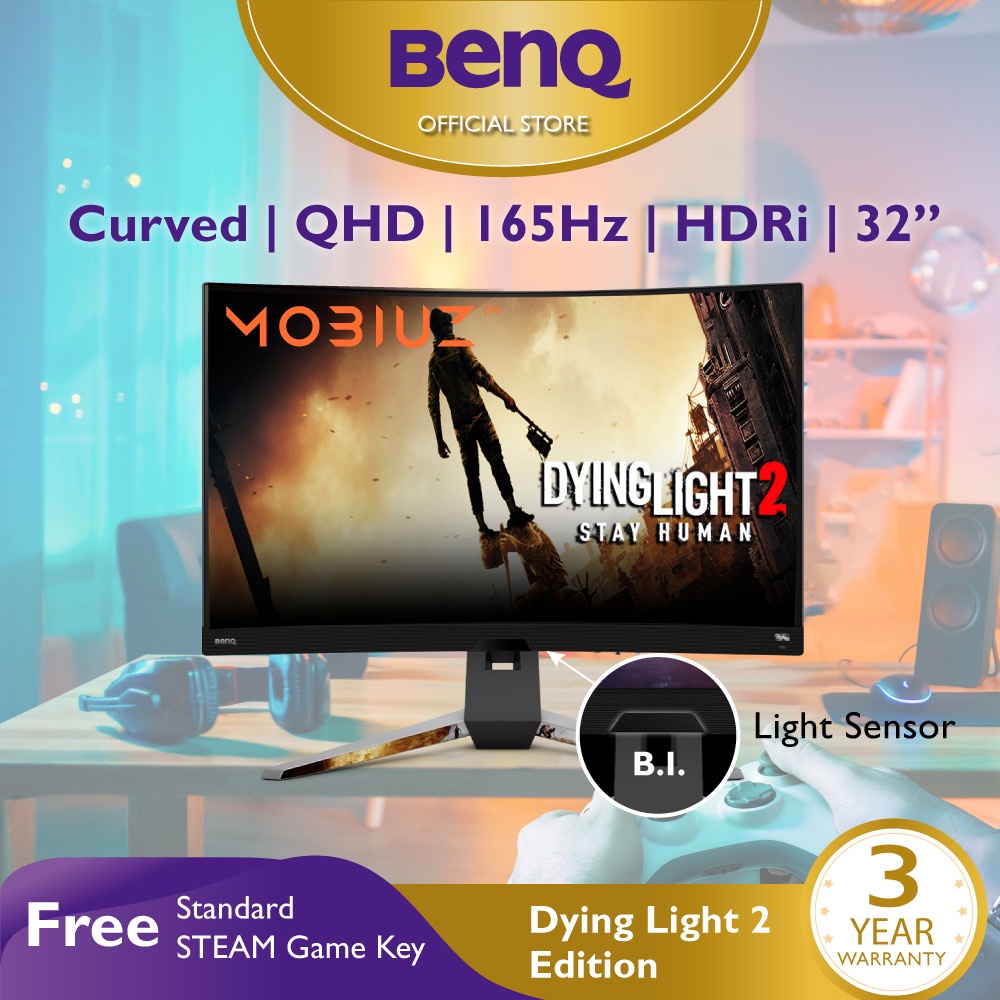 BenQ Mobiuz EX3210R Dying Light 2 2K QHD 1ms 165Hz HDRi FreeSync ...