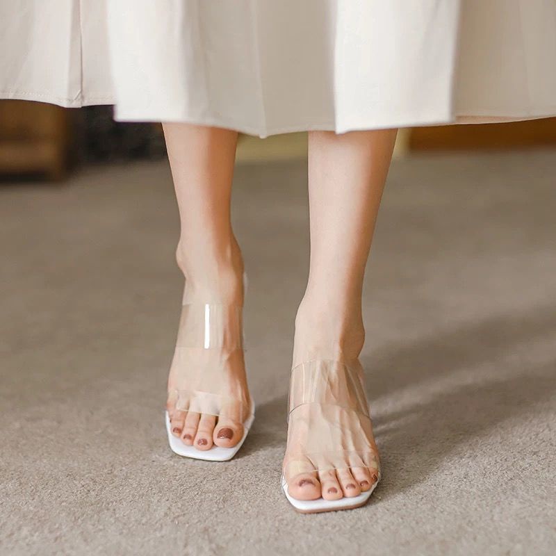 Transparent Sandals Glass Heels With Transparent Strap Female New ...
