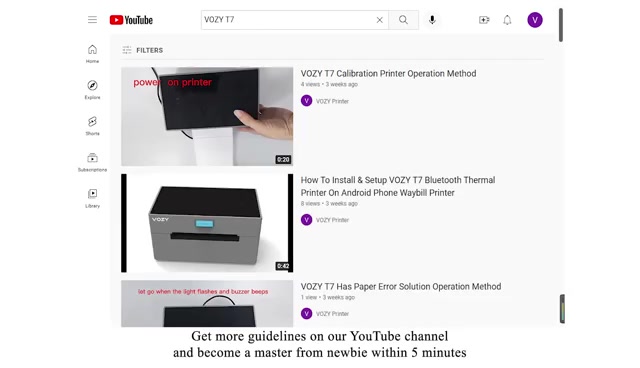 VOZY T5/T7 Thermal Printer A6 Waybill Barcode Shipping Label Bluetooth ...
