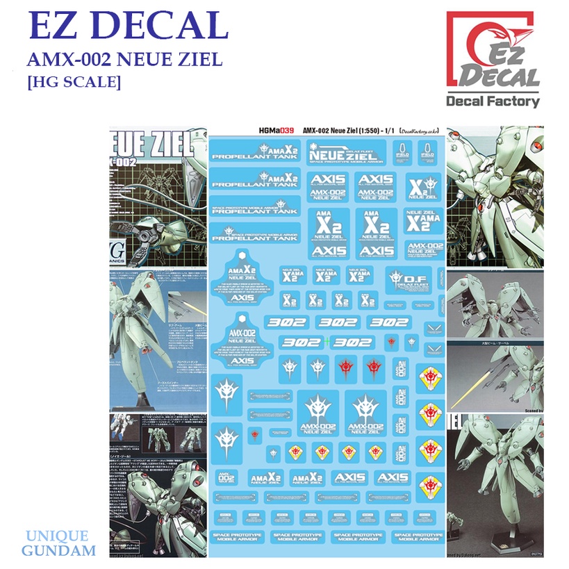 [EZ DECAL] N11 [1] HG 1/144 AMX-002 NEUE ZIEL GUNDAM [HG SCALE] PRE-CUT ...