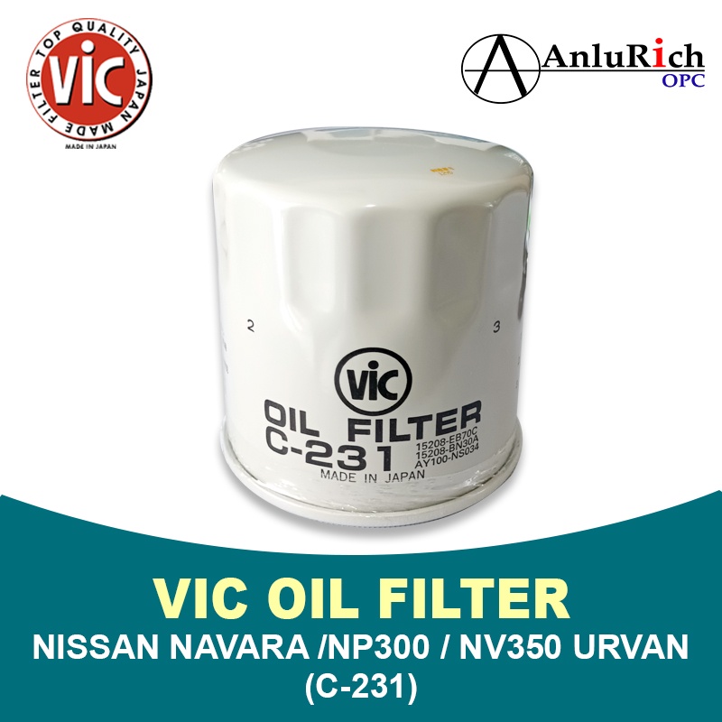 VIC OIL FILTER NISSAN NAVARRA /NP300 / NV350 URVAN C-231 | Shopee ...