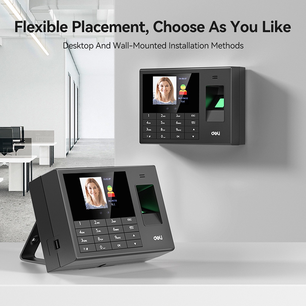 Deli Face Recognition Attendance Machine 2.8'TFT Biometric Scanner Fingerprint Absence Machine ...