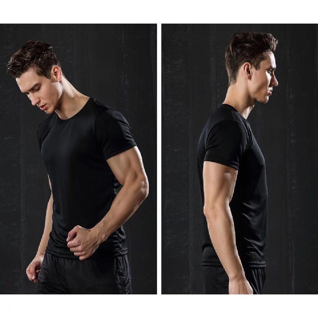 Simple Dri-fit men women korea t shirt Plain Black color absorbs sweat ...