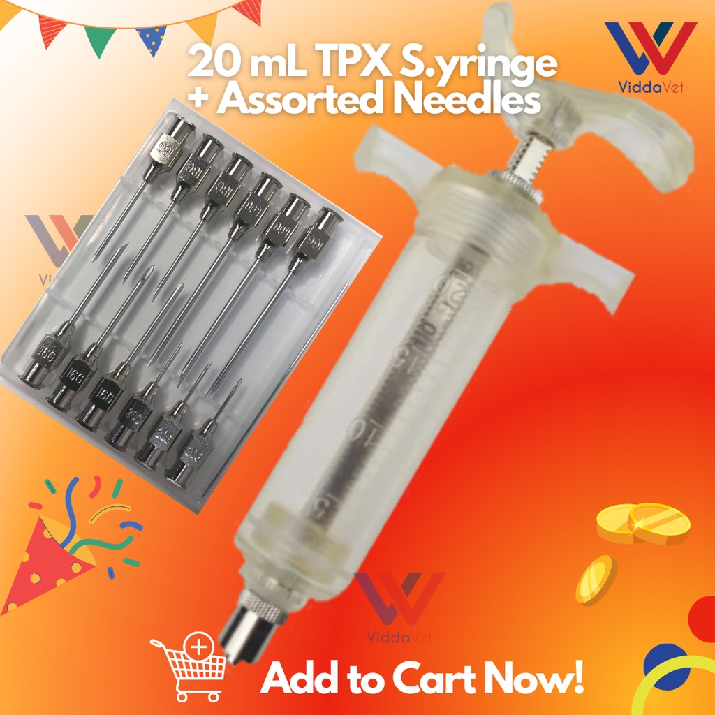 20 mL Fiberglass Syringe + Free 1 Dozen Assorted Stainless Needles ...