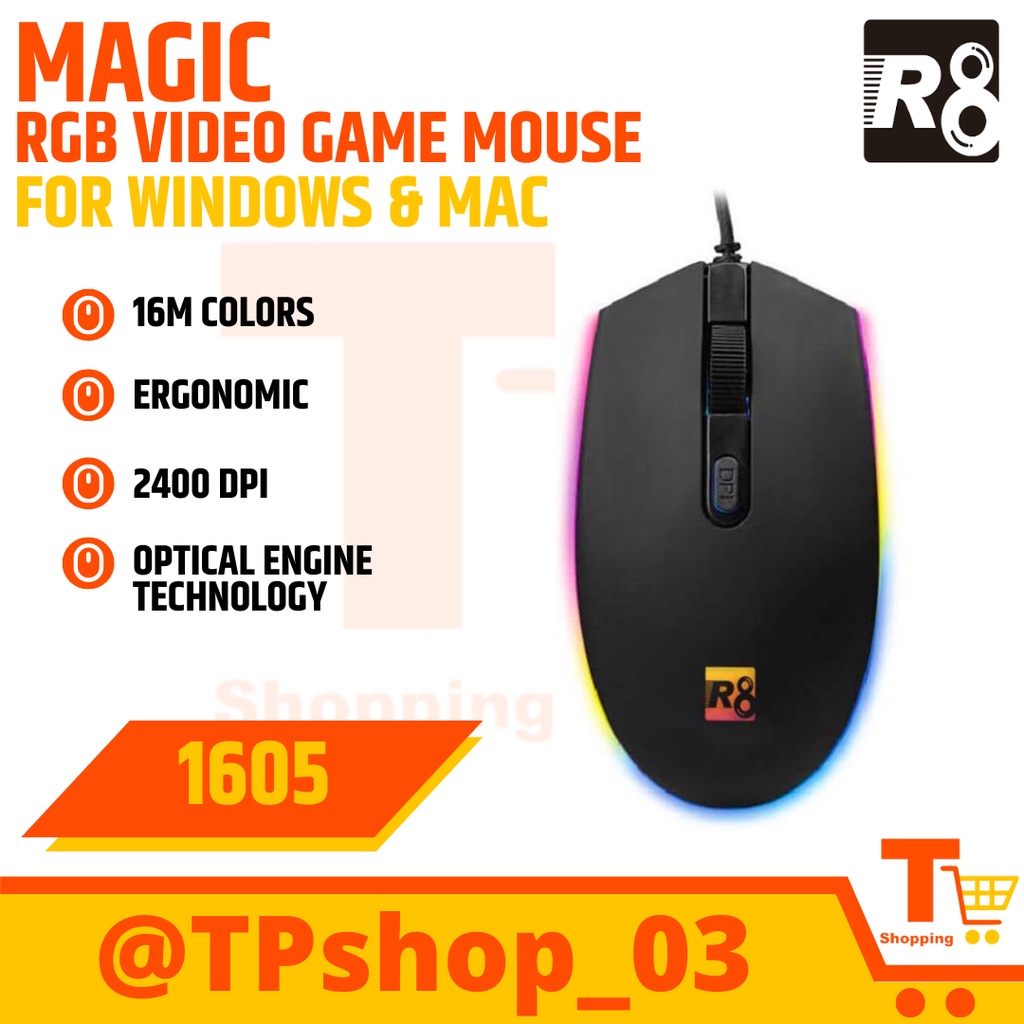 R8 Mouse M-1605 Backlight 16M Color Magic RGB Video Games Mouse For ...