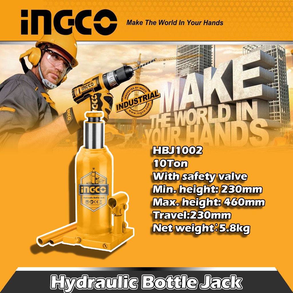 INGCO HBJ1002 Hydraulic bottle jack | Shopee Philippines